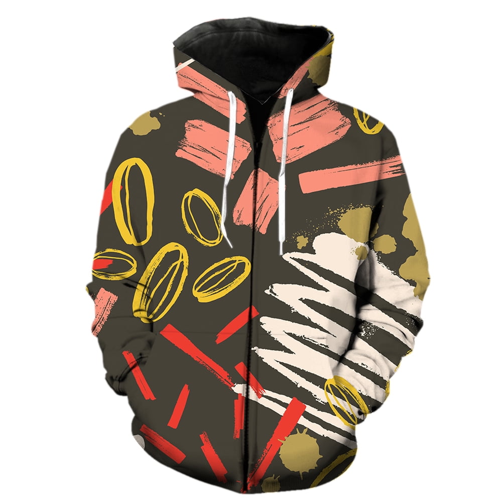 Abstract Art Graffiti Men's Zipper Hoodies Funny Long Sleeve With Hood ...