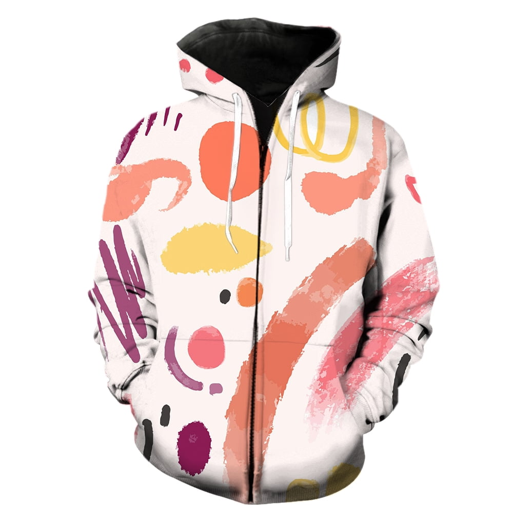 Abstract Art Graffiti Men's Zipper Hoodies Funny Long Sleeve With Hood ...