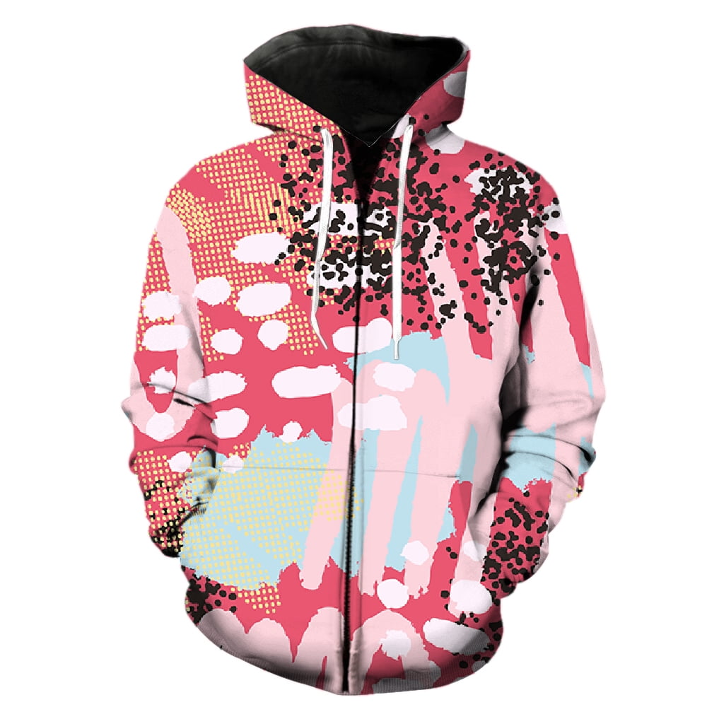 Abstract Art Graffiti Men's Zipper Hoodies Hip Hop Fashion Teens Long ...
