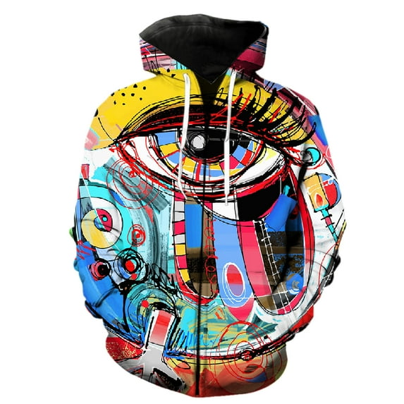 Abstract Art Graffiti Men's Zipper Hoodies Oversized Teens Hip Hop 3D ...