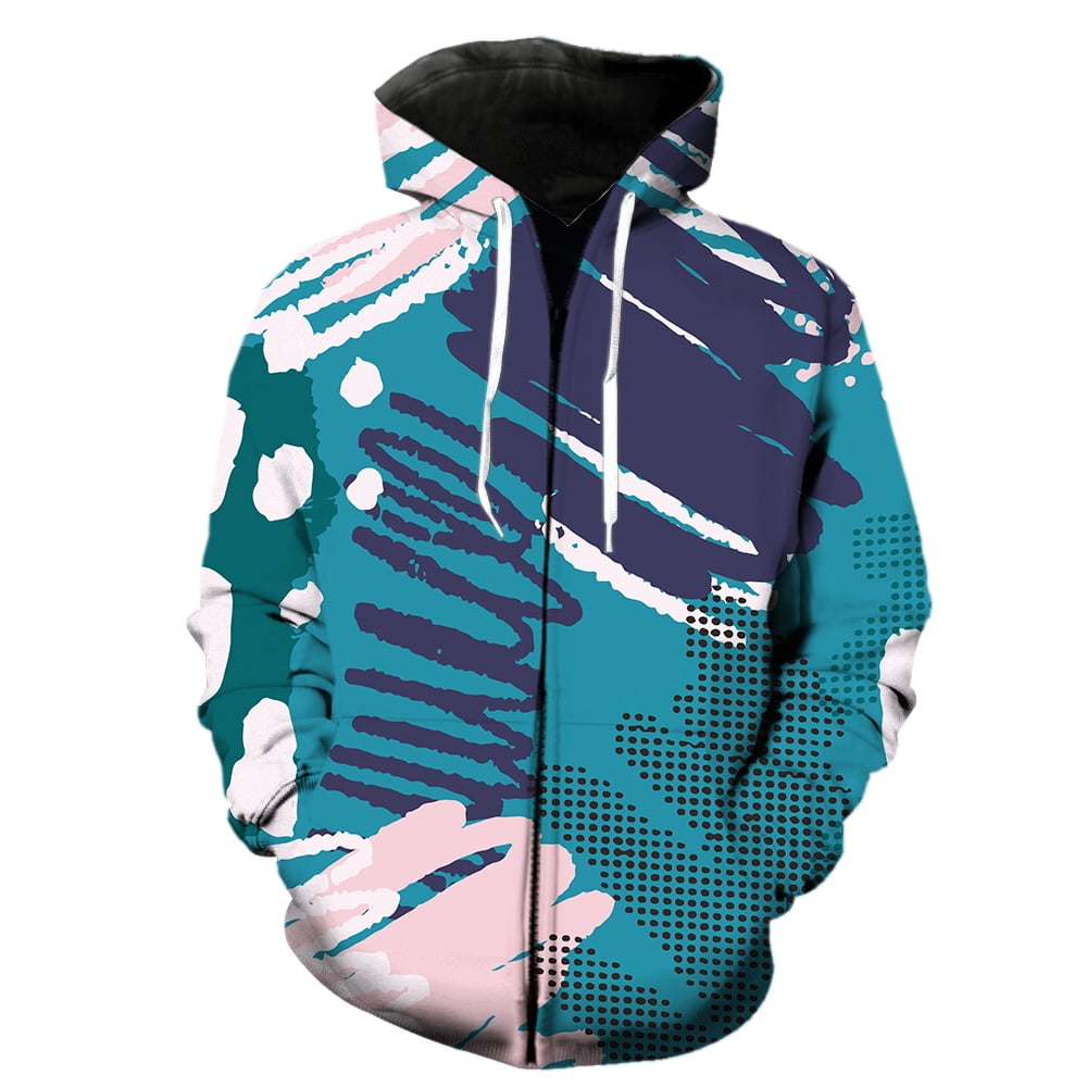 Abstract Art Graffiti Men's Zipper Hoodies Streetwear 3D Print ...
