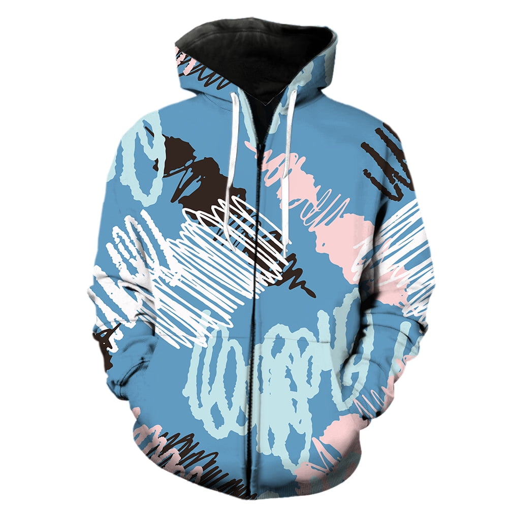 Abstract Art Graffiti Men's Zipper Hoodies Streetwear 3D Print ...
