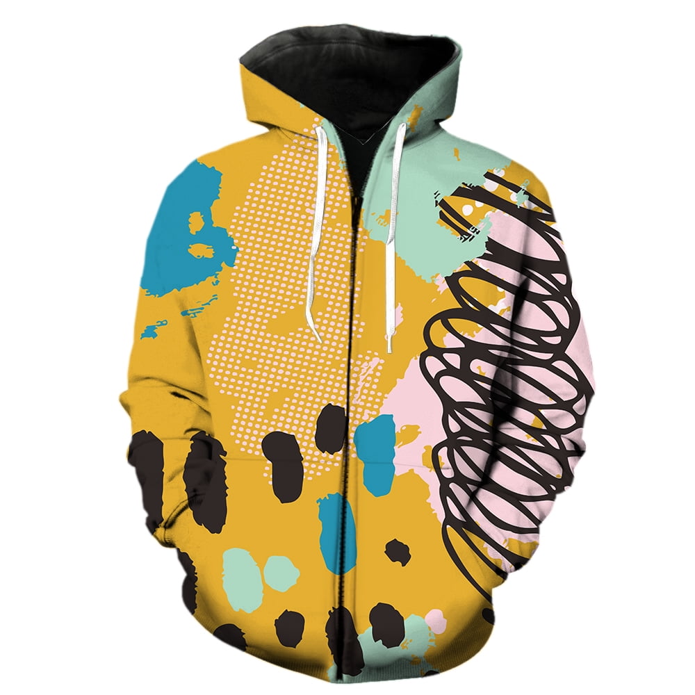 Abstract Art Graffiti Men's Zipper Hoodies Unisex Funny Cool With Hood ...