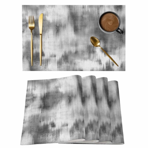 Abstract Art Gray Black Cotton Linen Placemats Set of 8, Gradient Retro ...