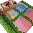 Abstract Art Green Window Area Rug 5x7 Washable Rug Non Slip Modern ...