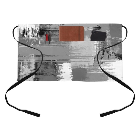 Abstract Art Half Waist Apron Gray White Mottled Color Block Oil ...