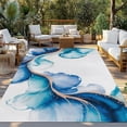 Abstract Art Indoor Outdoor Rugs 4x6 Ft, Watercolor Blue Water Wave ...