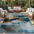 Abstract Art Indoor Outdoor Rugs 5x7 Ft, Turquoise Brown Paint Texture ...