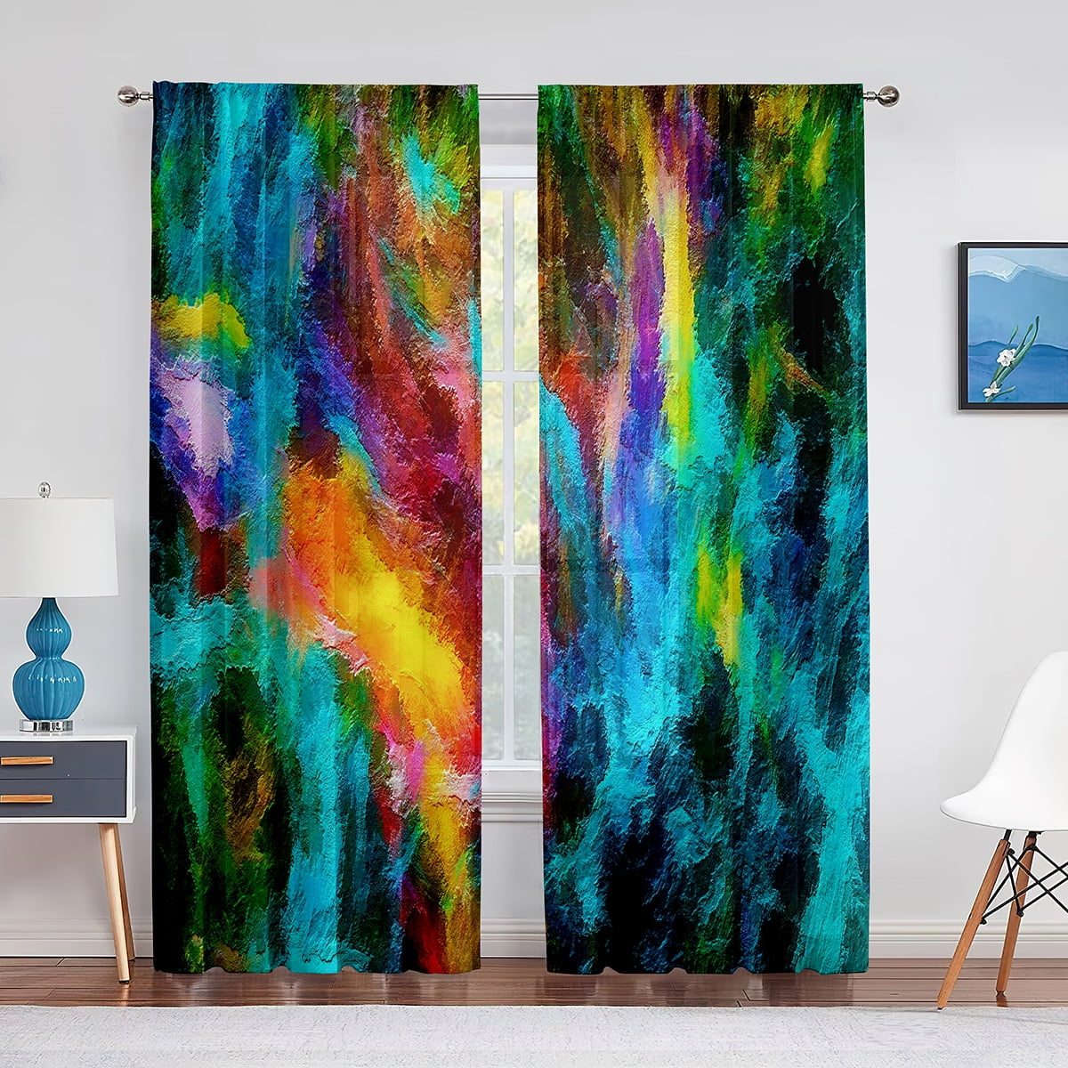 Abstract Art Ink Paint Water Tulle Curtains for Living Room Sheer ...