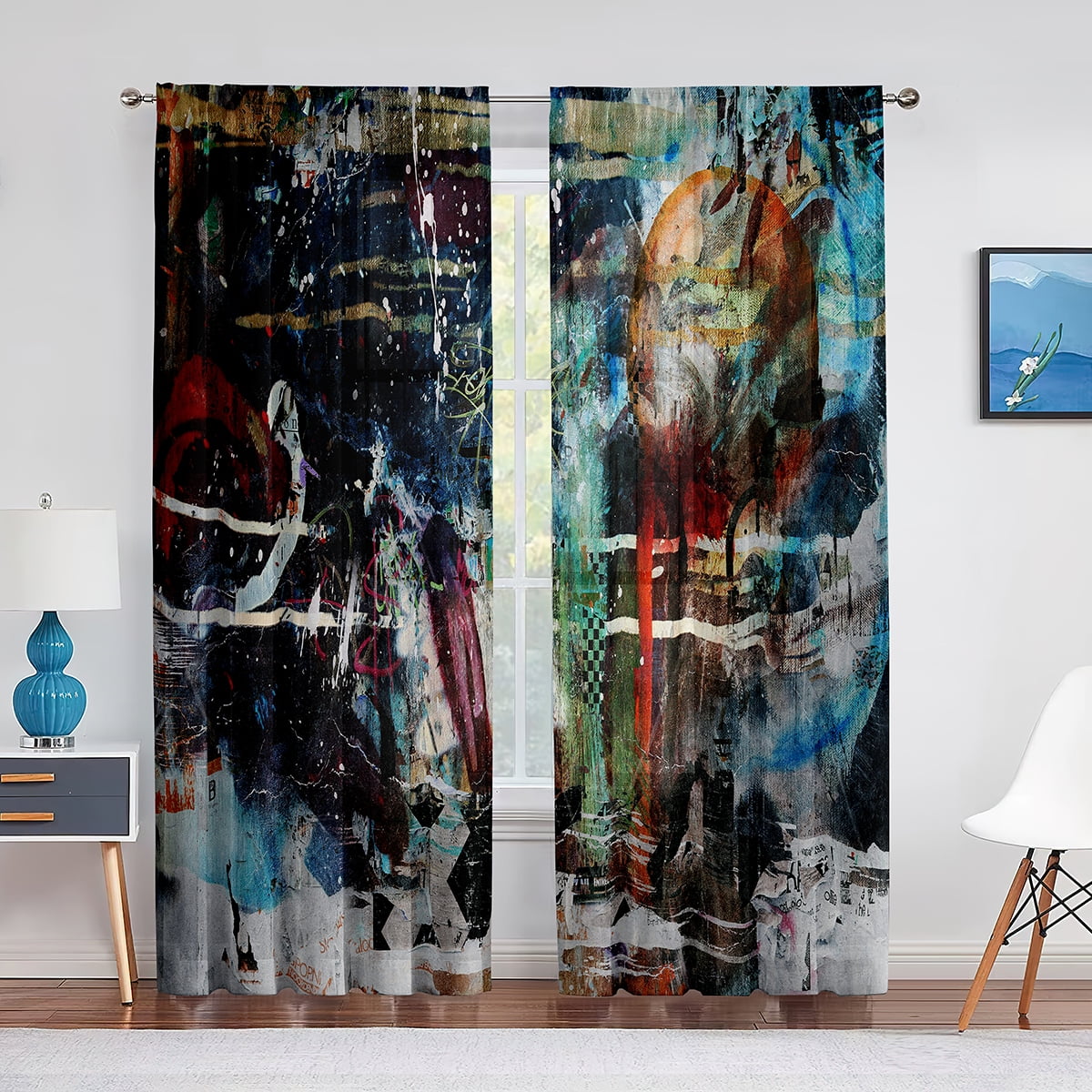 Abstract Art Ink Paint Water Tulle Curtains for Living Room Sheer ...