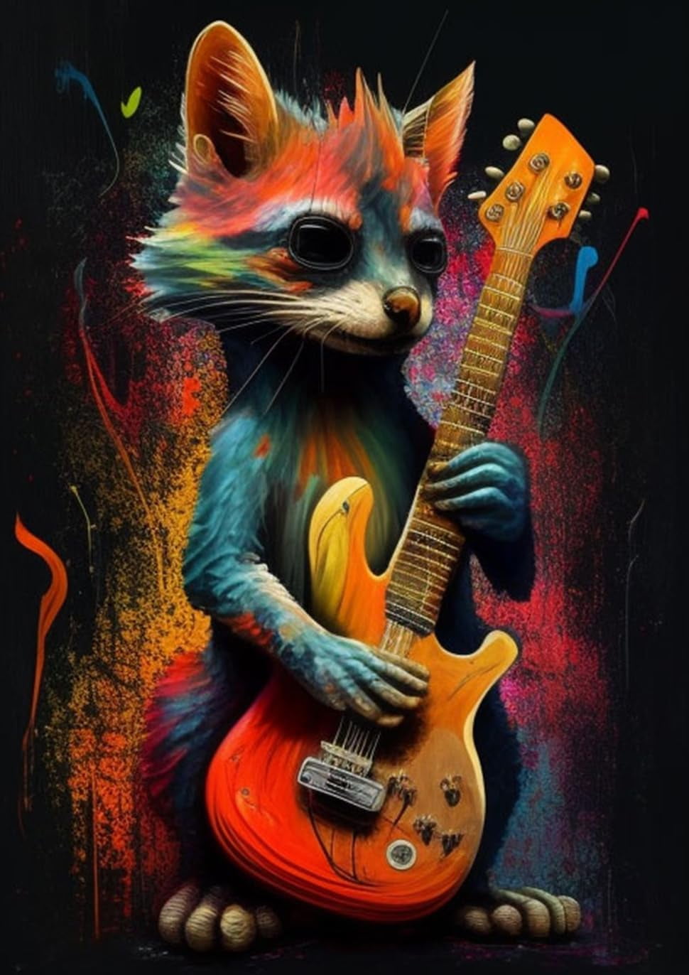 Abstract Art Jigsaw Puzzle,Colorful Play Guitar Animals Puzzles for ...