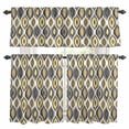 Abstract Art Kitchen Curtains Set for Windows, Modern Diamond Patterns ...