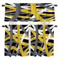 Abstract Art Kitchen Curtains Set for Windows, Yellow White Black Gray ...