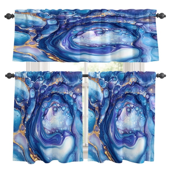 Abstract Art Kitchen Curtains Valance and Tier Set Minimalist Style ...