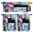 Abstract Art Kitchen Curtains Valance and Tier Set Simple Style Colored ...