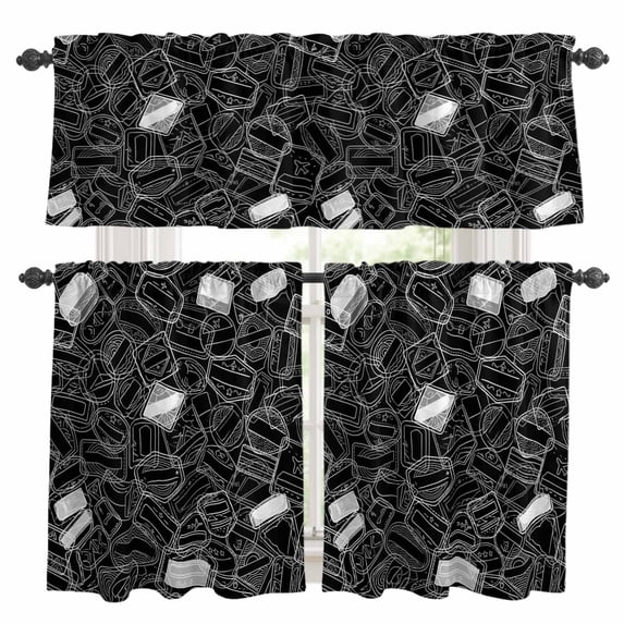 Abstract Art Kitchen Curtains Valance and Tier Set Travelling Lines ...