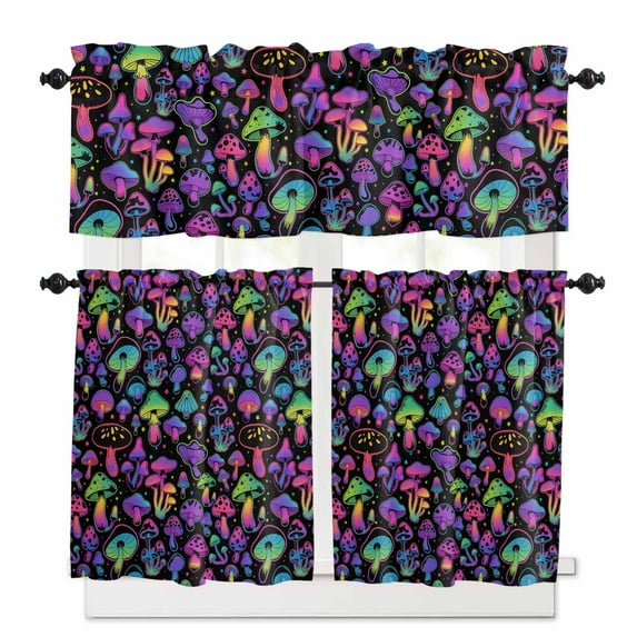 Abstract Art Kitchen Curtains Valances and Tiers Set of 3, 36 Inch ...