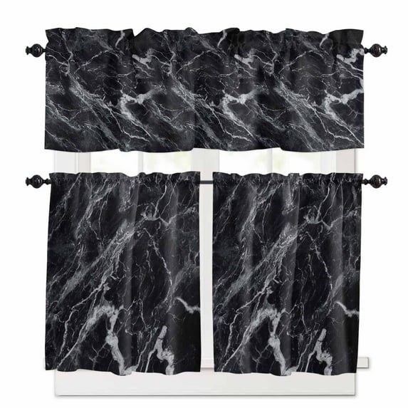 Abstract Art Kitchen Curtains Valances and Tiers Set of 3, 36 Inch ...