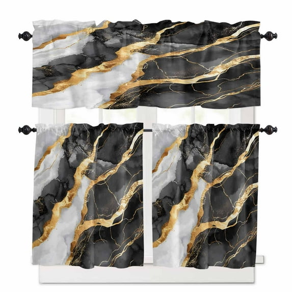 Abstract Art Kitchen Curtains Valances and Tiers Set of 3, 36 Inch ...