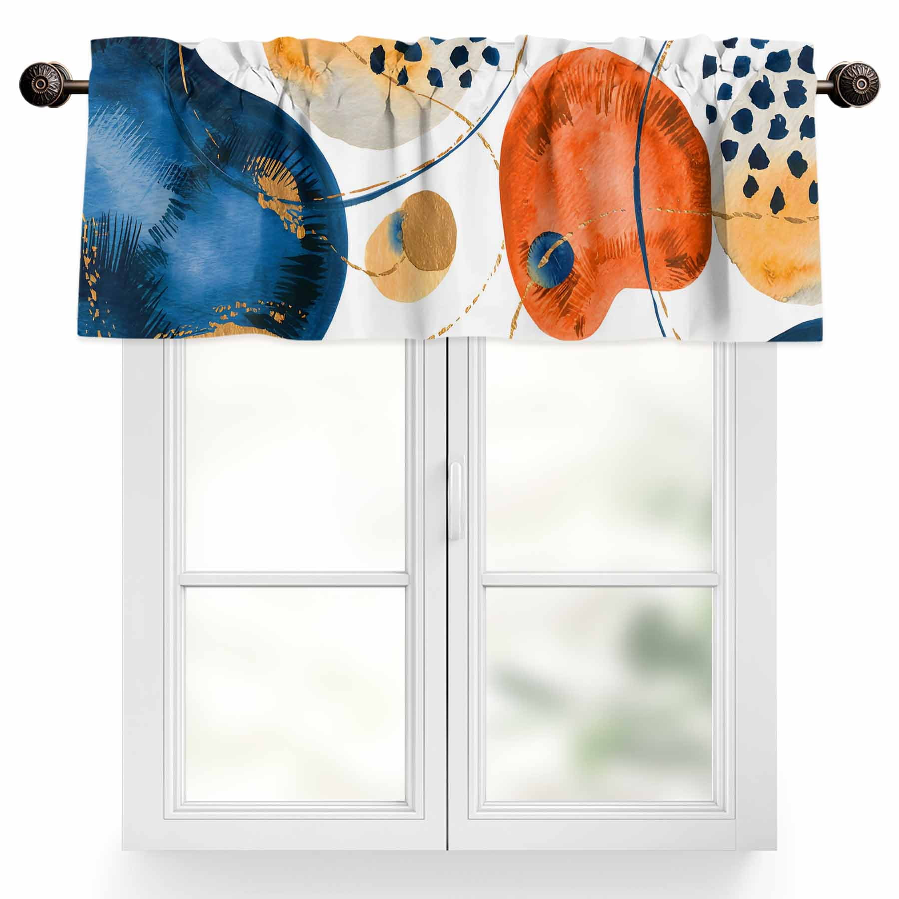 Abstract Art Kitchen Valances for Windows Mid Century Minimalist Boho ...