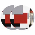 Abstract Art Leather Placemats Set of 2, 15 Inch, Patchwork Red Black ...
