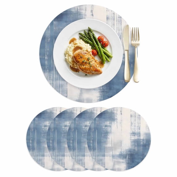 Abstract Art Leather Placemats Set of 4, 12 Inch, Blue Gary Watercolor ...