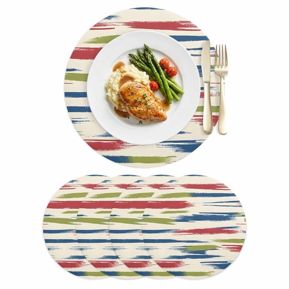 Abstract Art Leather Placemats Set of 4, 12 Inch, Red Blue Green ...
