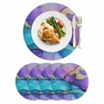 Abstract Art Leather Placemats Set of 4, 15 Inch, Purple Gold Gradient ...