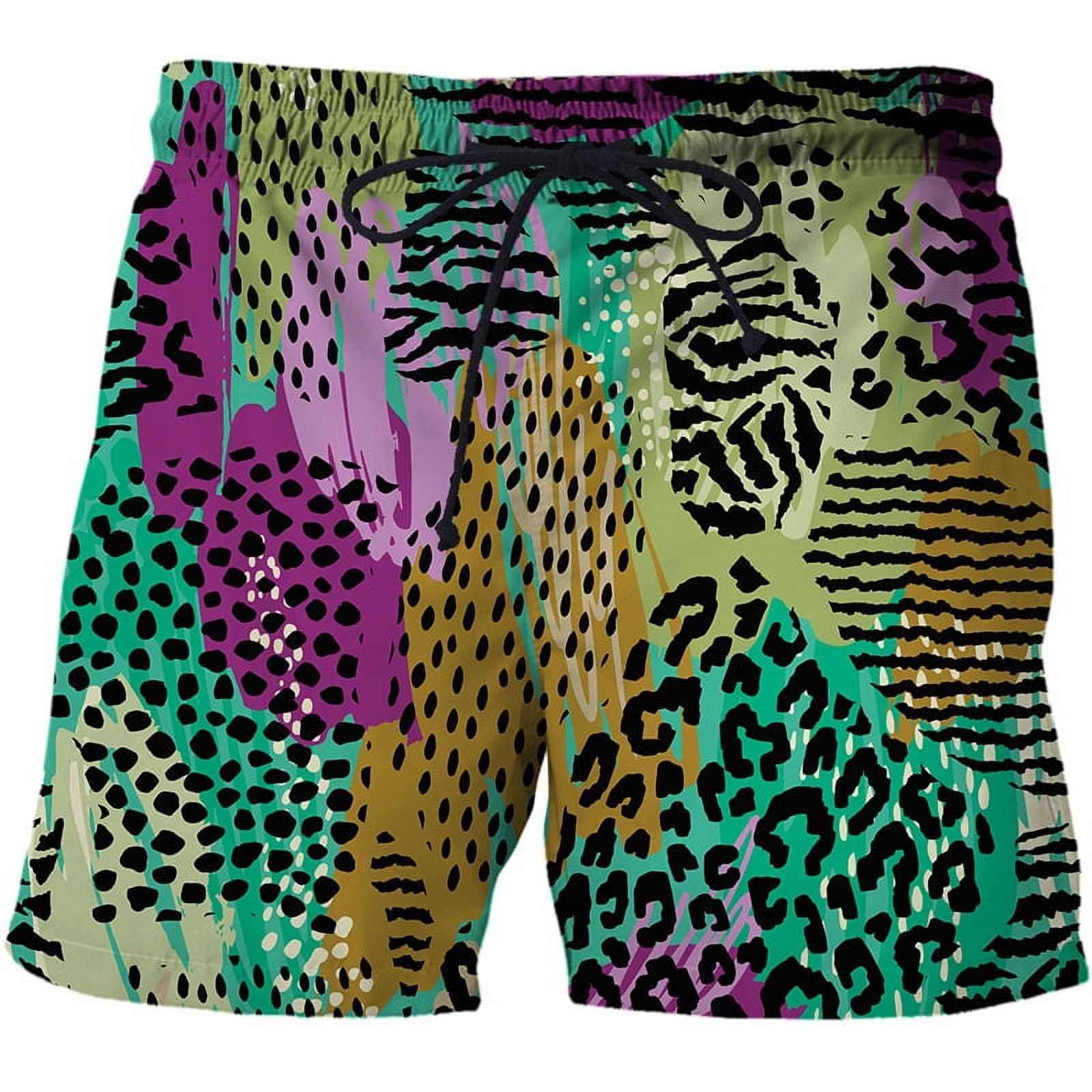 Abstract Art Leaves Short Pants Men Women 3D Printed Swimsuit Swim ...