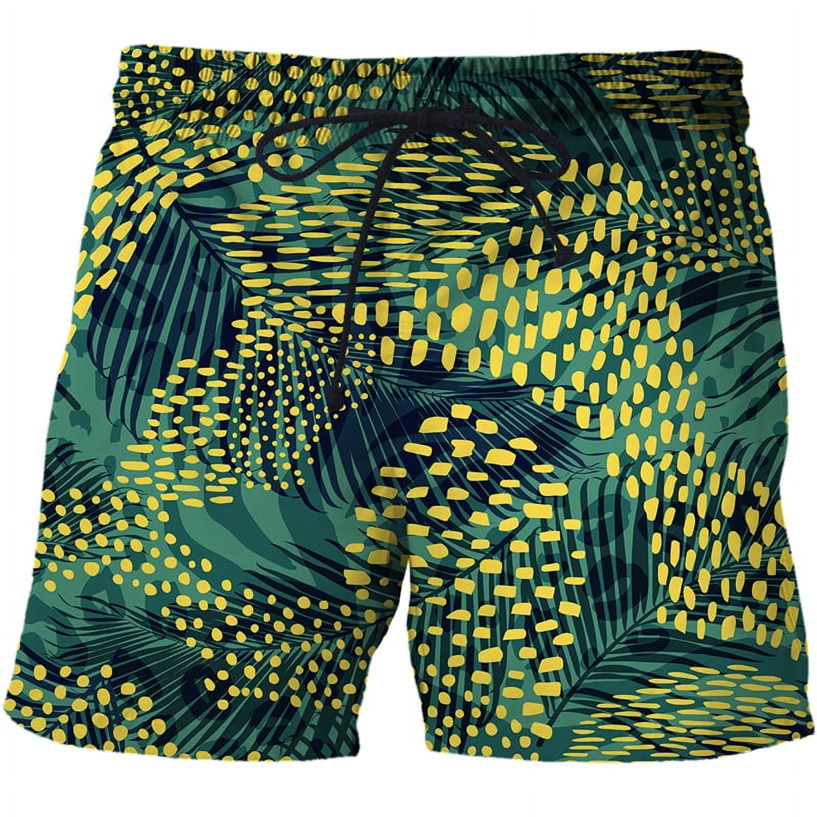 Abstract Art Leaves Short Pants Men Women 3D Printed Swimsuit Swim ...