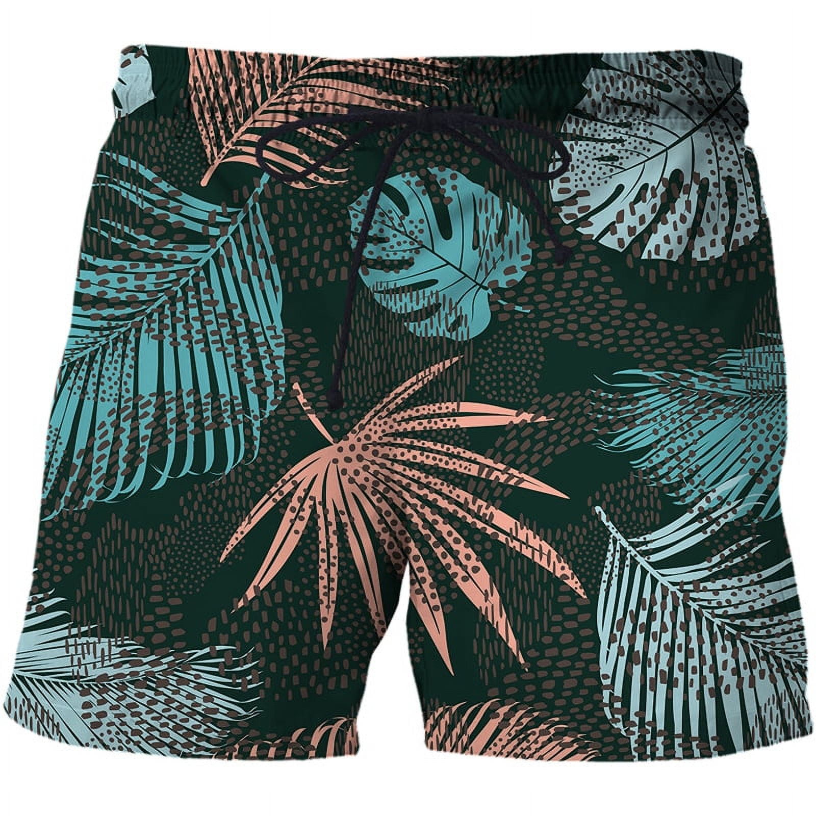 Abstract Art Leaves Short Pants Men Women 3D Printed Swimsuit Swim ...