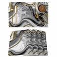 Abstract Art Marble Cotton Linen Placemats Set of 4, Gold Gray White ...