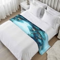 Abstract Art Marble Texture Bed Runner Scarf, Gold Teal Green Gradient ...