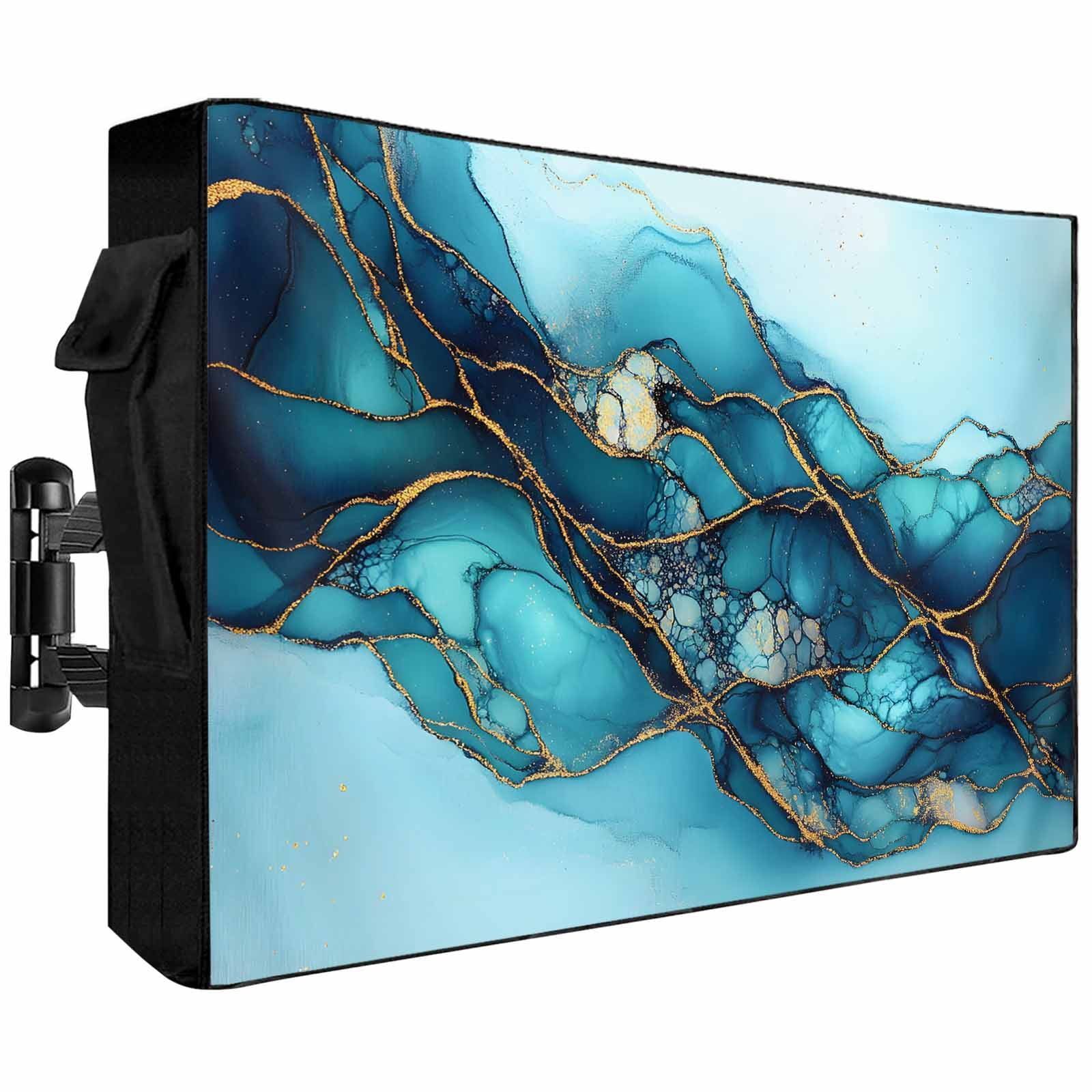 Abstract Art Marble Texture Outdoor TV Cover 30 to 32 inch Gold Teal ...