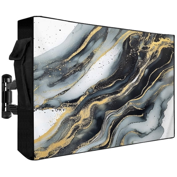 Abstract Art Marble Texture Outdoor TV Cover 40 to 43 inch Gold Black ...