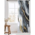 Abstract Art Marble Texture Sheer Curtains 84 Inch Long 1 Panel Black ...