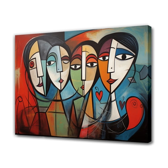 Abstract Art Modern Decorative Painting Cubist Group Portrait Framed ...