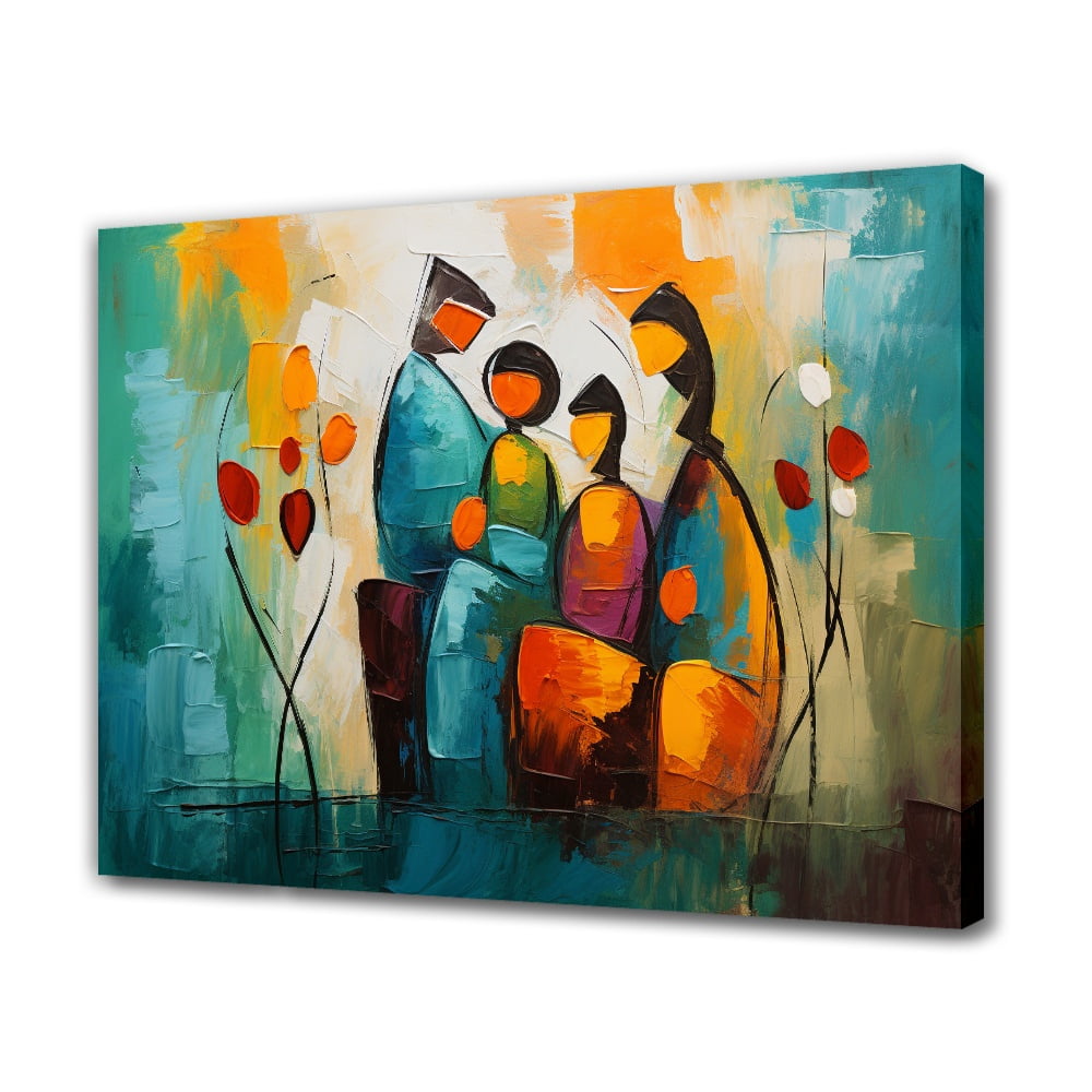 Abstract Art Modern Decorative Painting A Family Of Five Members Framed ...