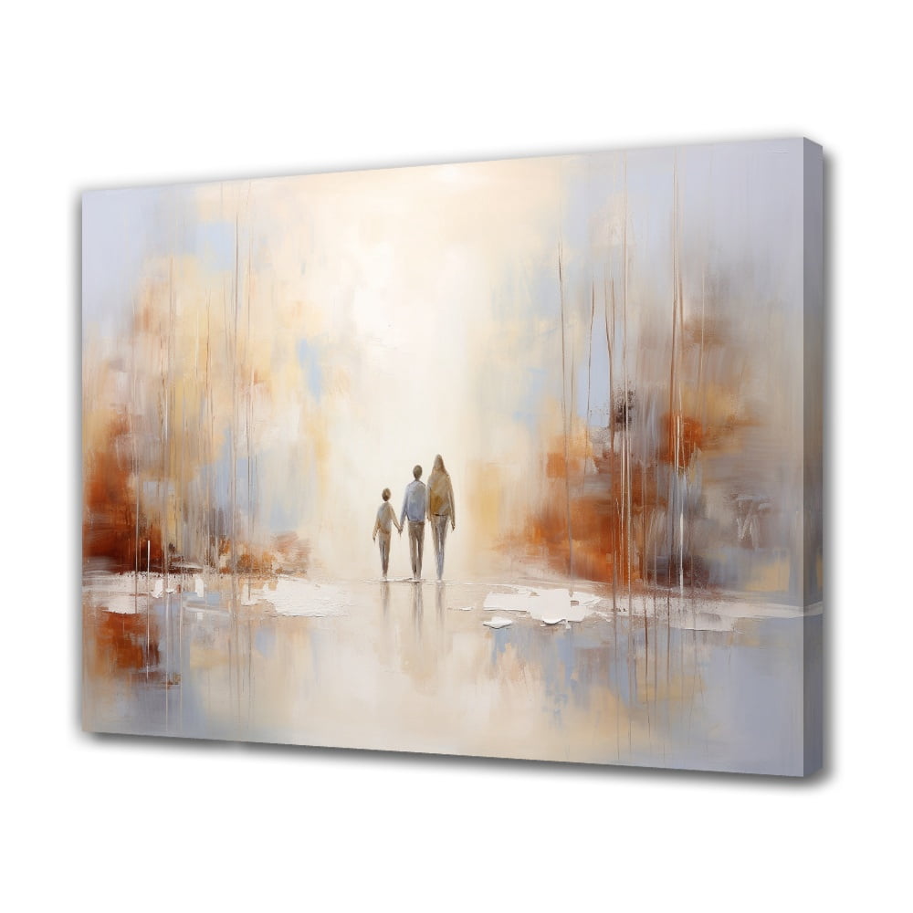 Abstract Art Modern Decorative Painting A Family Of Three Walking On ...