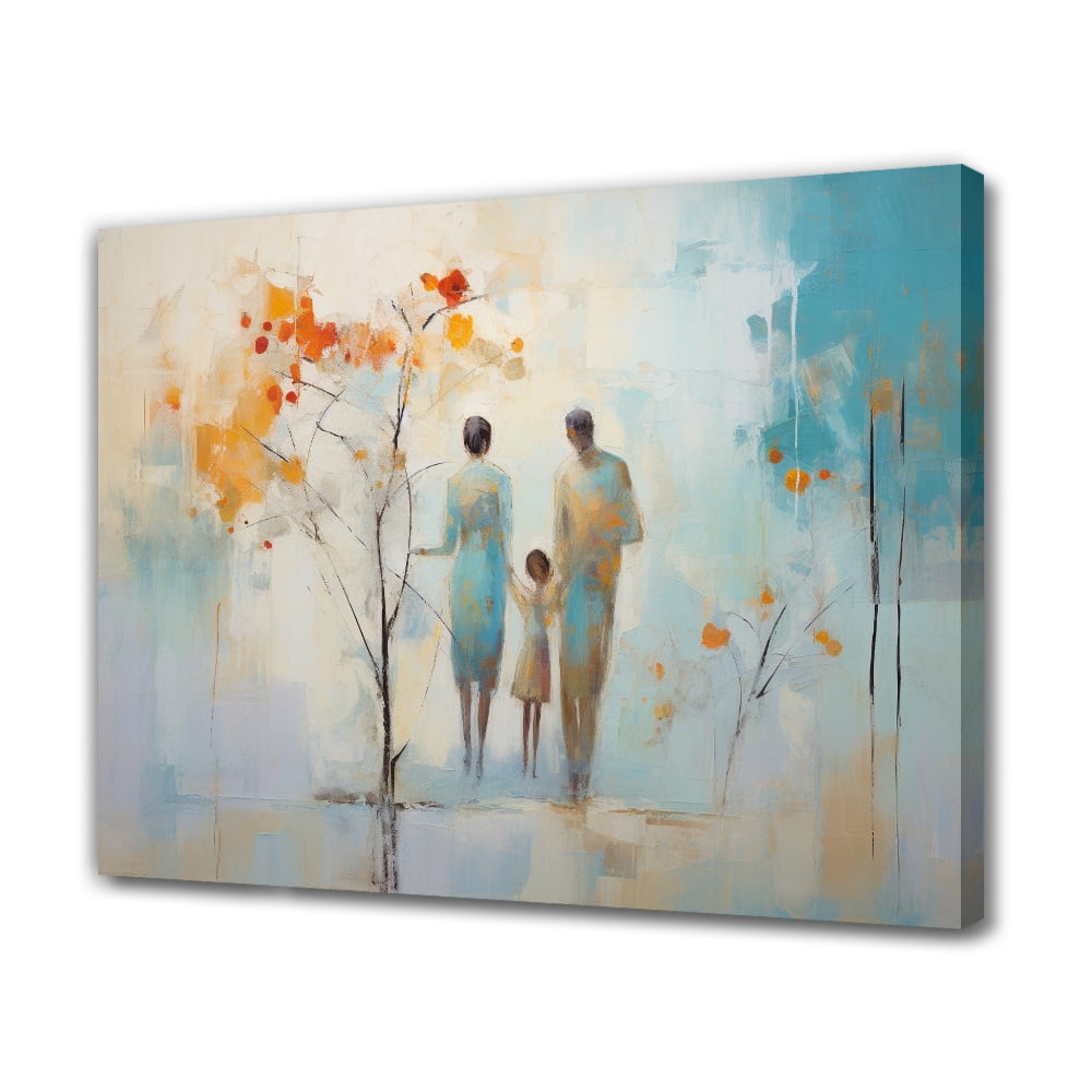 Abstract Art Modern Decorative Painting A Family Of Three Walking In ...