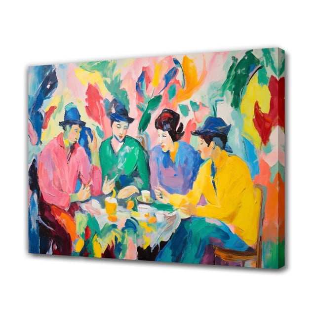 Abstract Art Modern Decorative Painting Four People Sit Around The ...