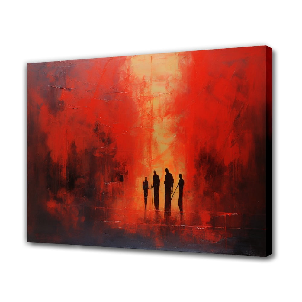 Abstract Art Modern Decorative Painting Four People Walk Together ...