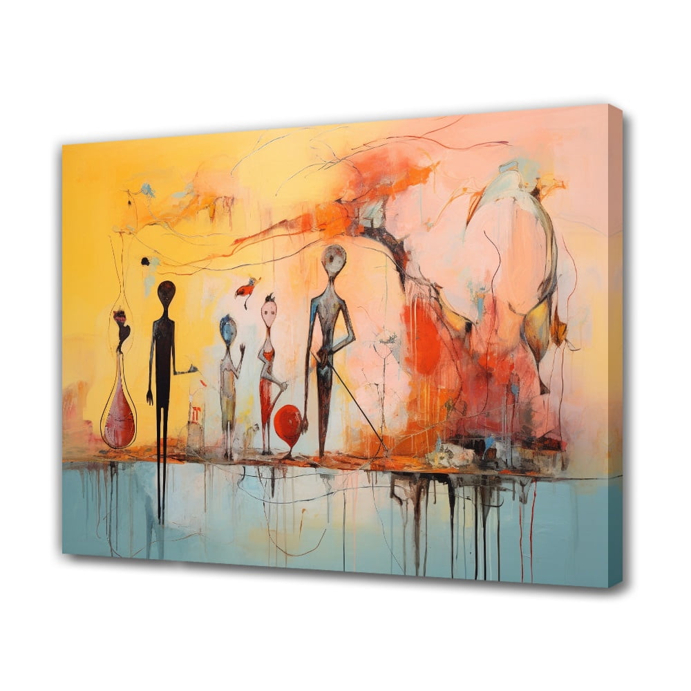Abstract Art Modern Decorative Painting A Group Of People Playing By ...