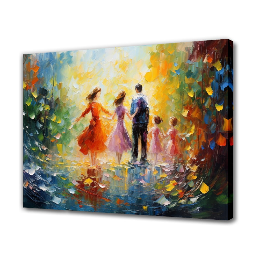 Abstract Art Modern Decorative Painting One Family Of Five Members ...