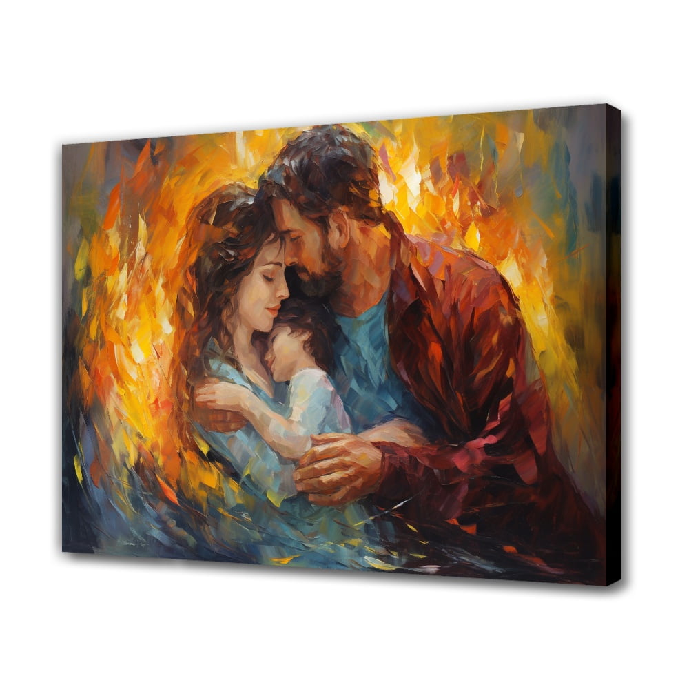Abstract Art Modern Decorative Painting One Family Of Three Members ...
