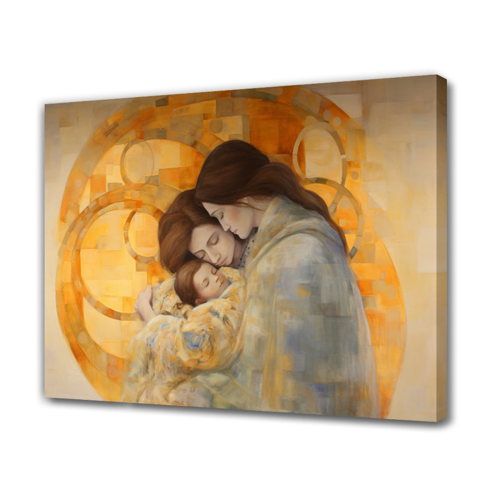 Abstract Art Modern Decorative Painting Two Women And One Baby Framed ...