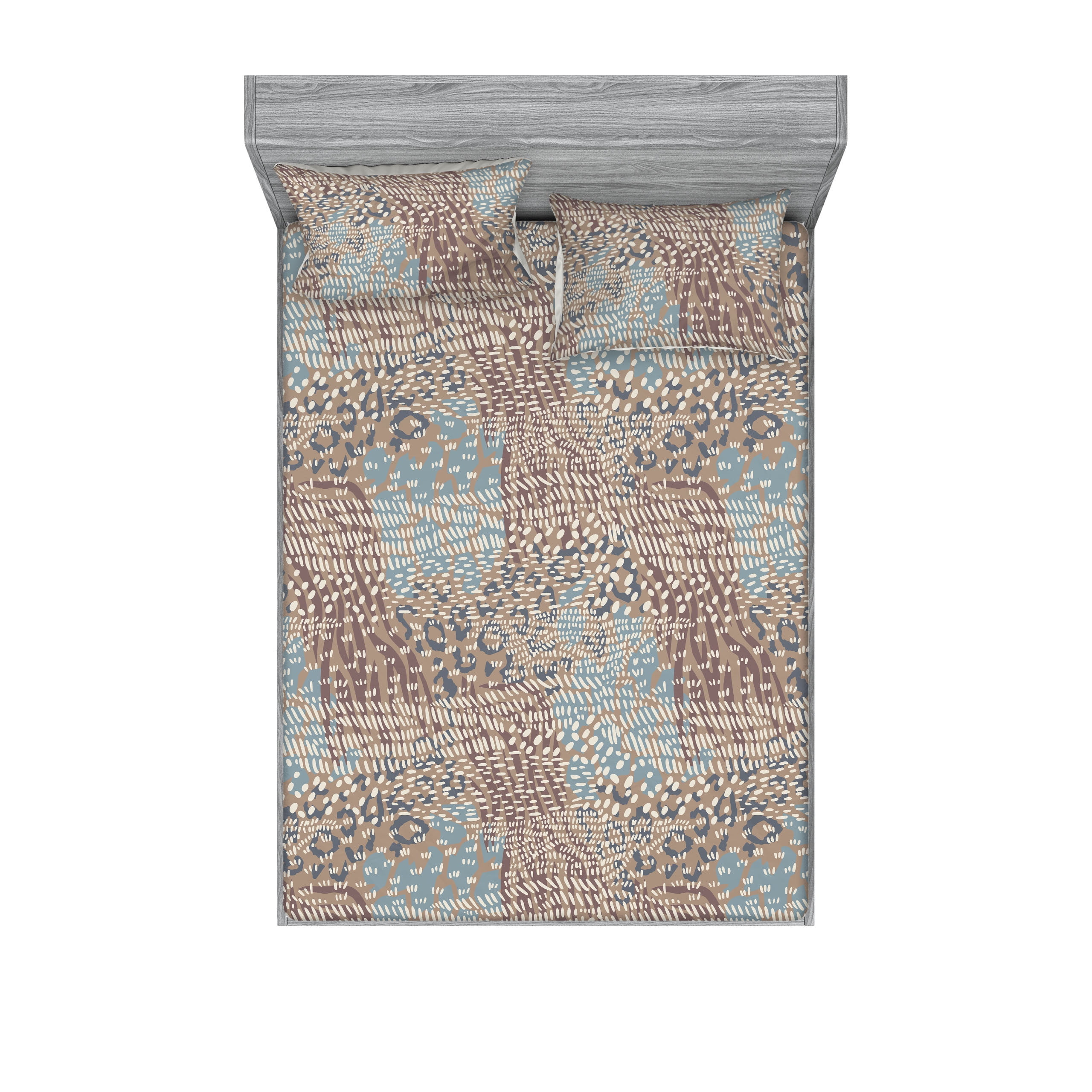 Abstract Art Modern Fitted Sheet & Pillow Sham Set, Contemporary Boho ...