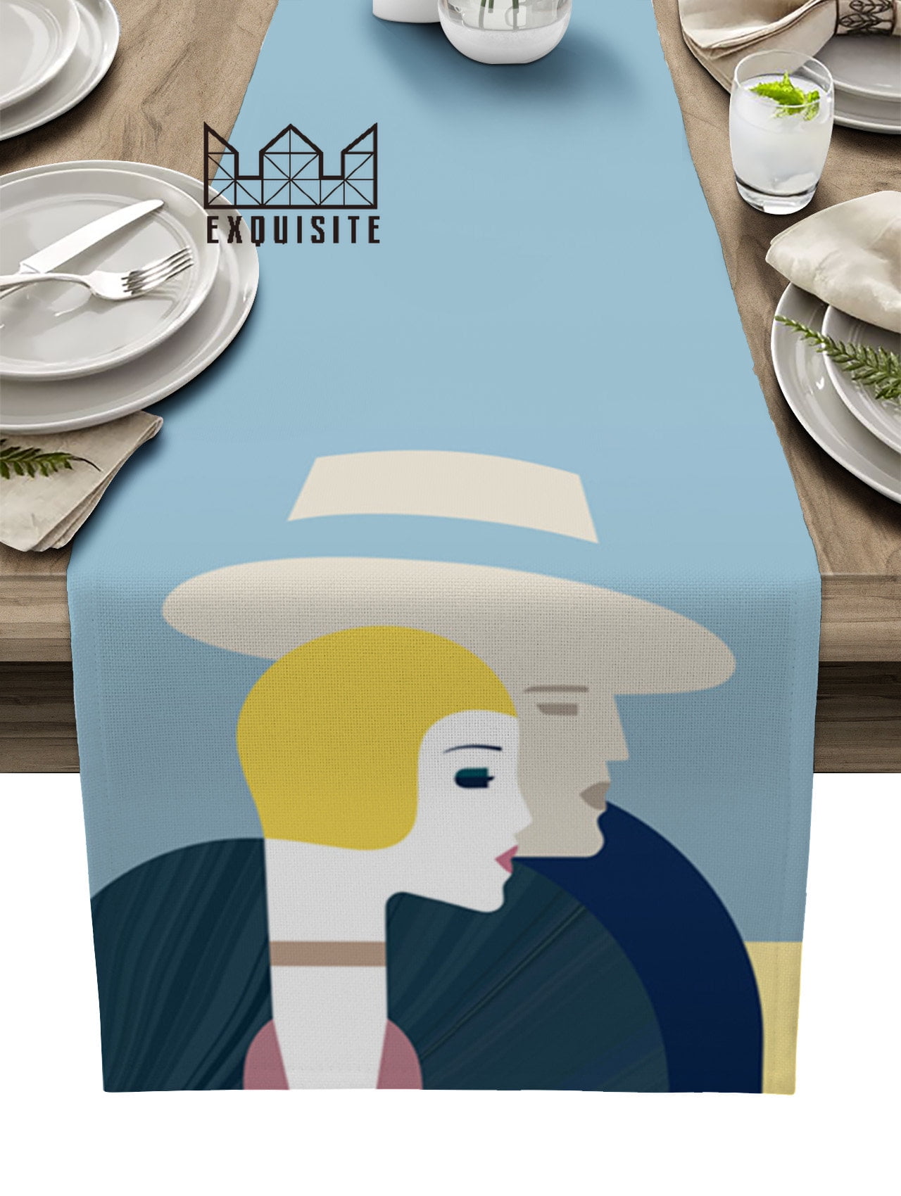 Abstract Art Modern Geometric Abstract Figure Table Runner ration Home ...