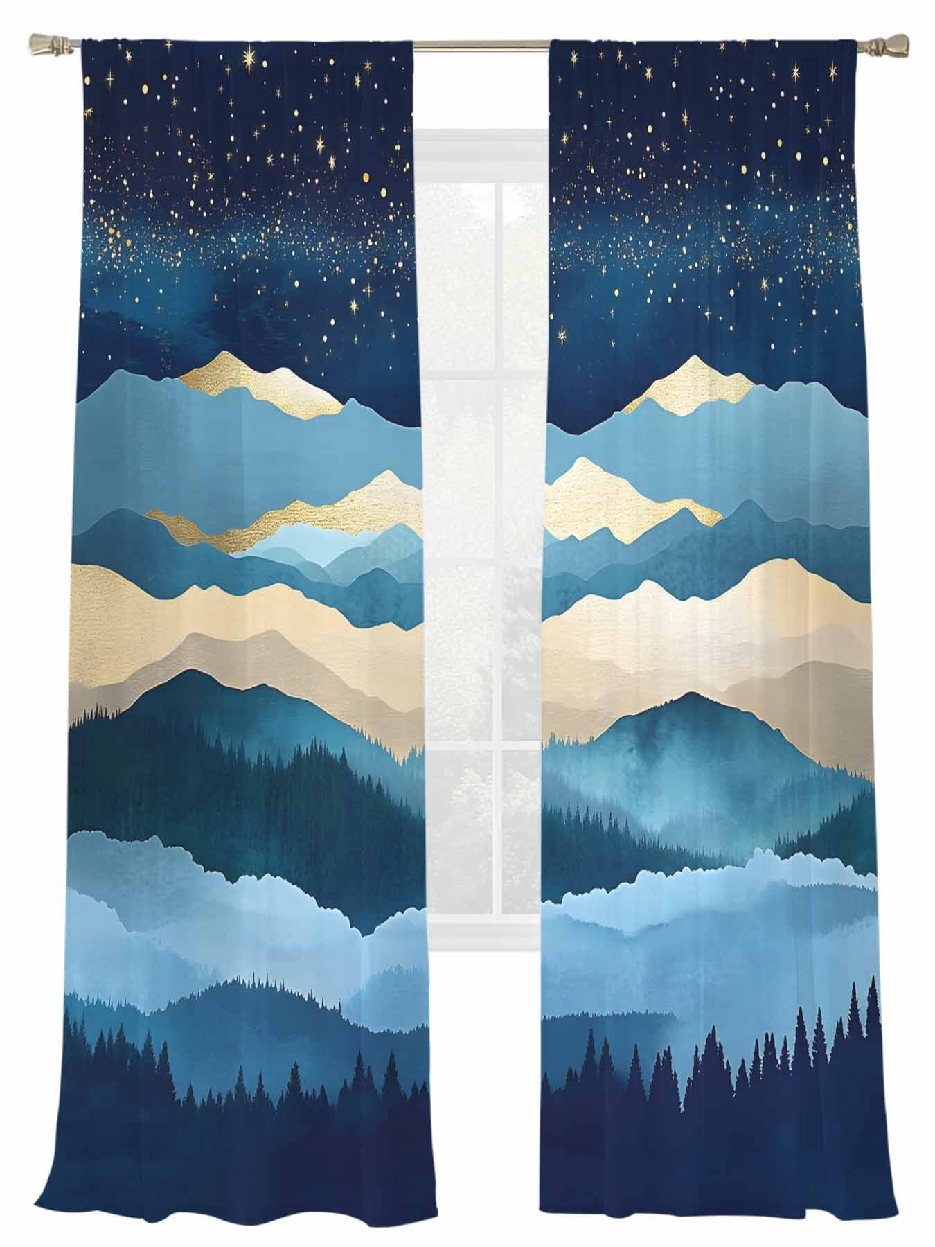 Abstract Art Night Sky Sheer Curtains for Living Room Bedroom, Light ...