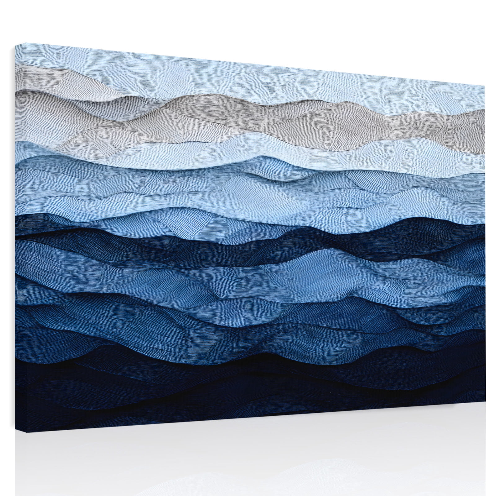 Abstract Art Ocean Canvas Print Wall Art, Gradient Blue Impressionist ...